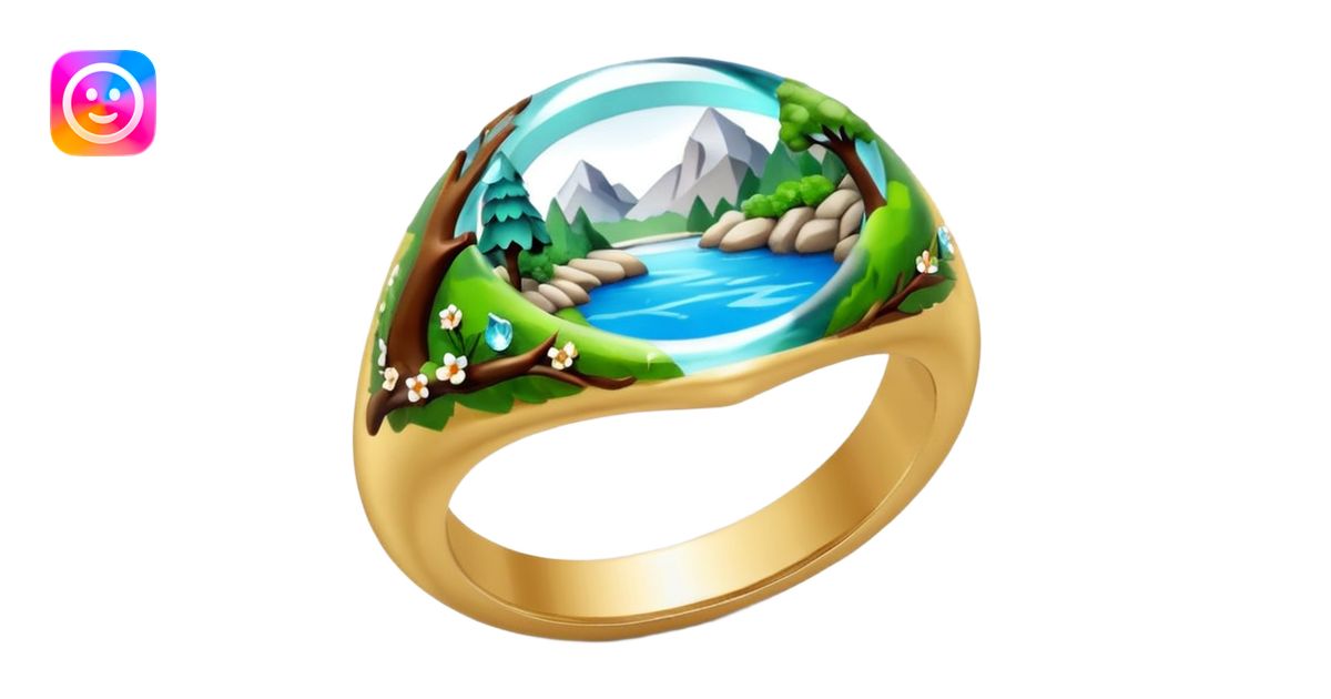 epoxy resin ring with nature motifs crystal emoji | AI Emoji Generator