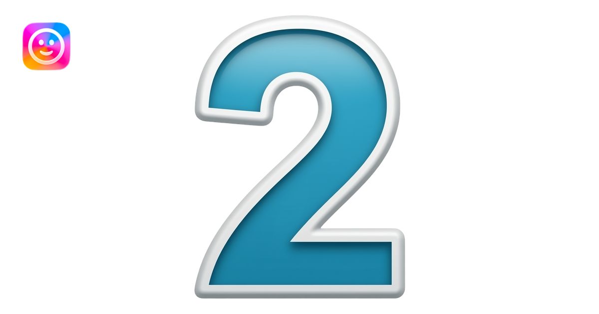 zahl 2 farbe weiß außen und innen #1AABF0 emoji | AI Emoji Generator