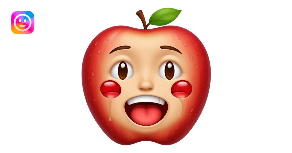 Apple style emoji, laugh crying face but looks exhausted and crazy ...