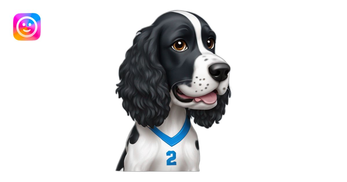 black springer spaniel wearing detroit lions football helmet emoji | AI ...