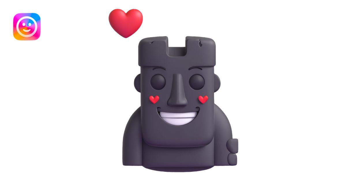 smiling moai emoji with a broken heart next to it emoji | AI Emoji ...