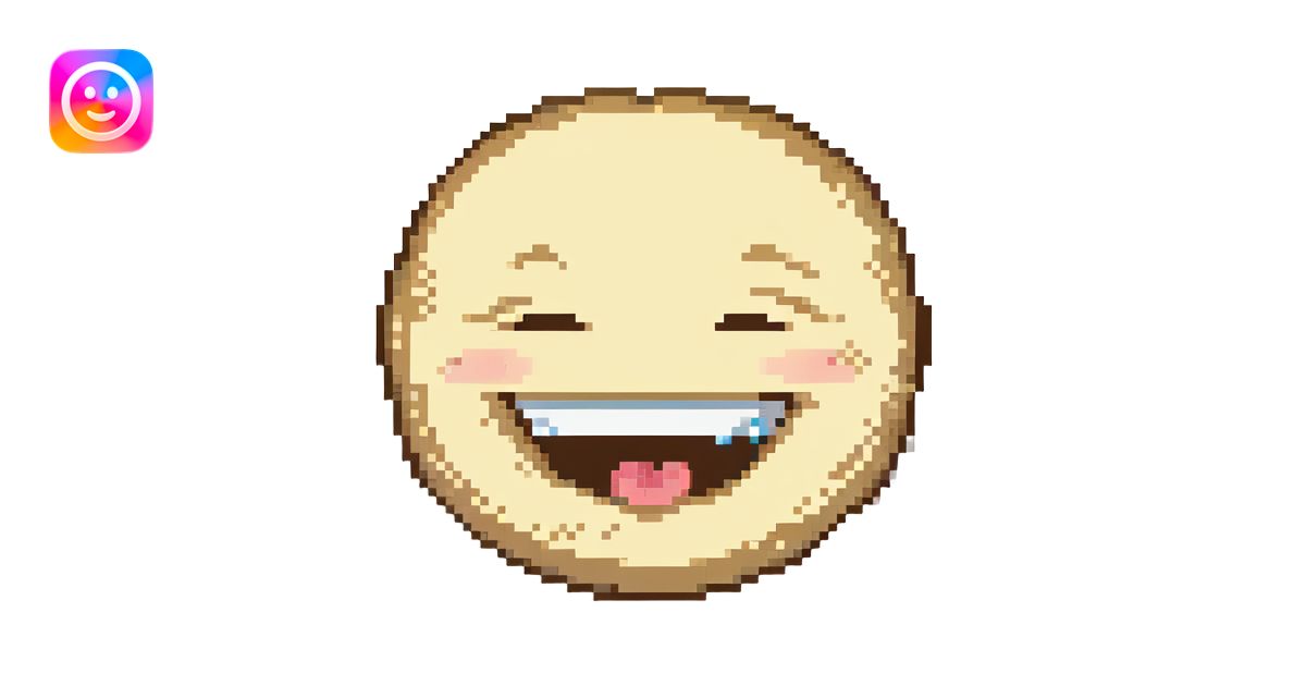 A smug-looking emoji with a wide, crooked grin and half-closed eyes ...