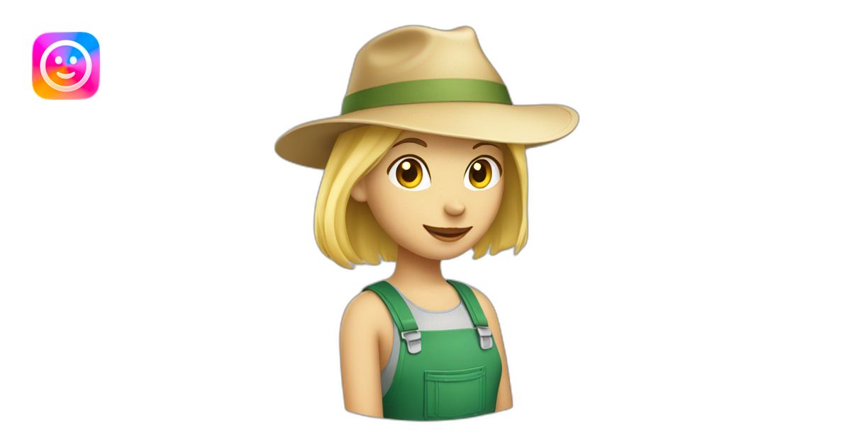short blonde hair gardener girl with hat emoji | AI Emoji Generator
