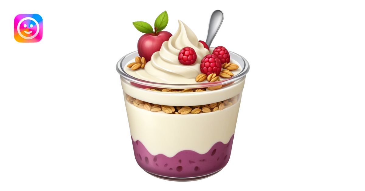 yogurt with fruit and granola on top emoji | AI Emoji Generator