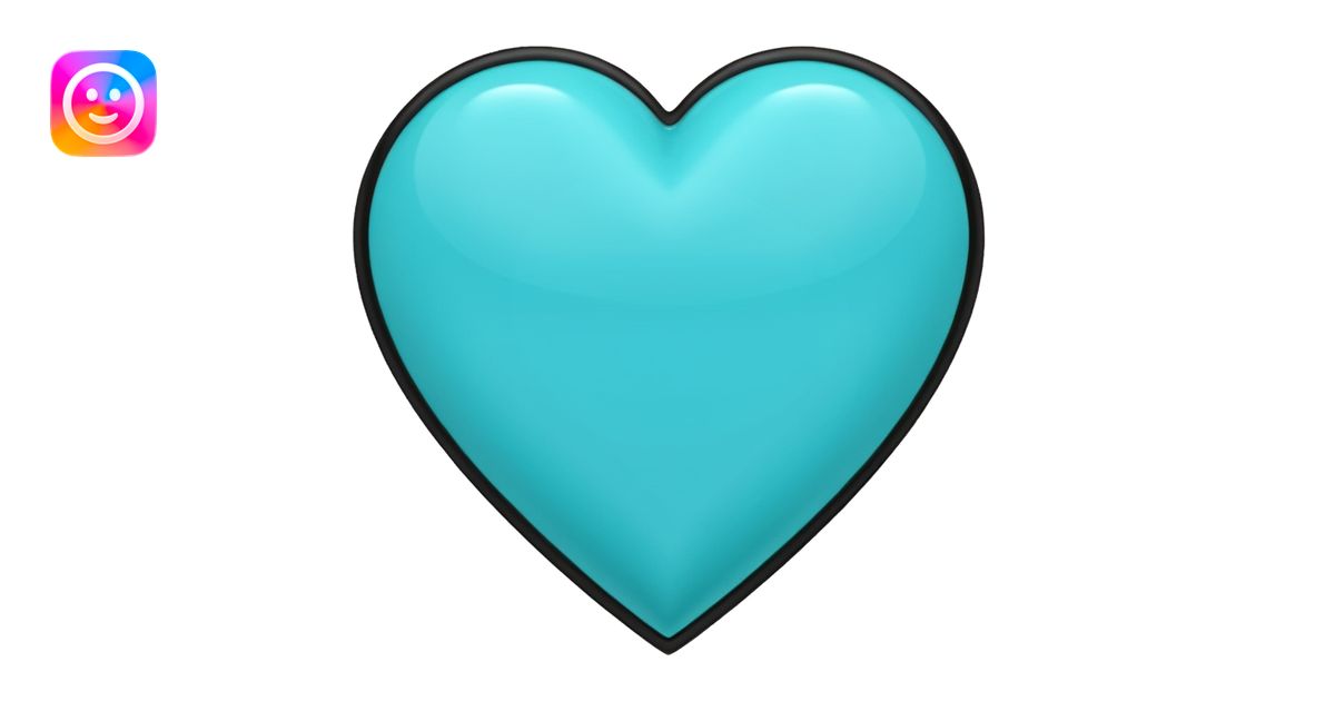turquoise heart with black trim emoji | AI Emoji Generator