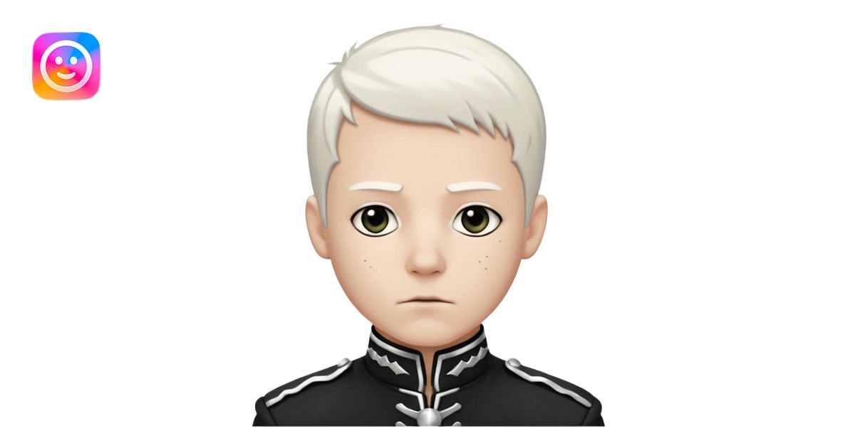 Head and shoulders emoji of a pale man with short white hair, wearing a ...