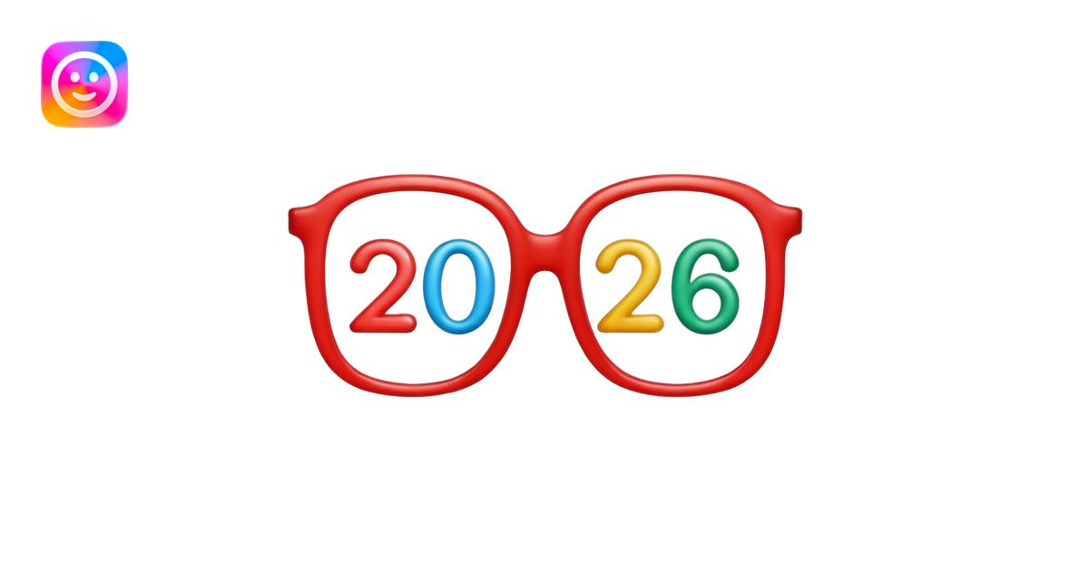 new years glasses but the frames are the numbers “2026” emoji | AI ...