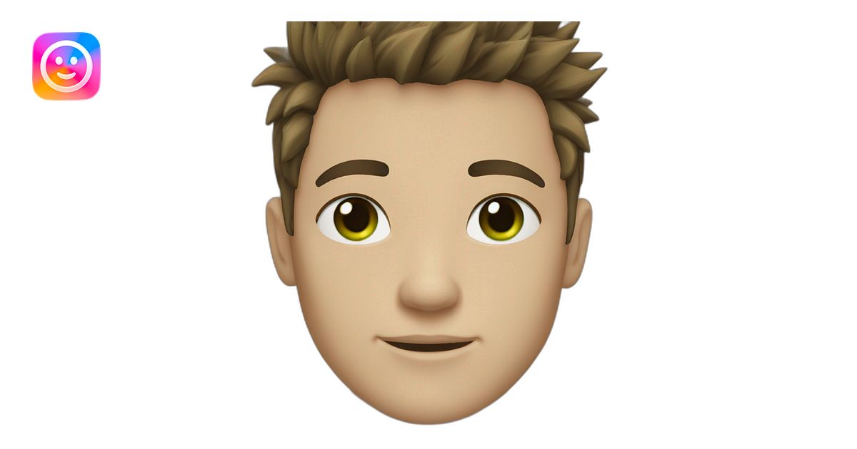 young man spiky brown hair green eyes emoji | AI Emoji Generator