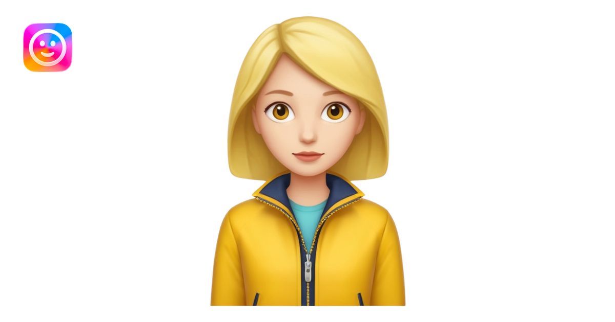 lady with yellow jacket. emoji | AI Emoji Generator