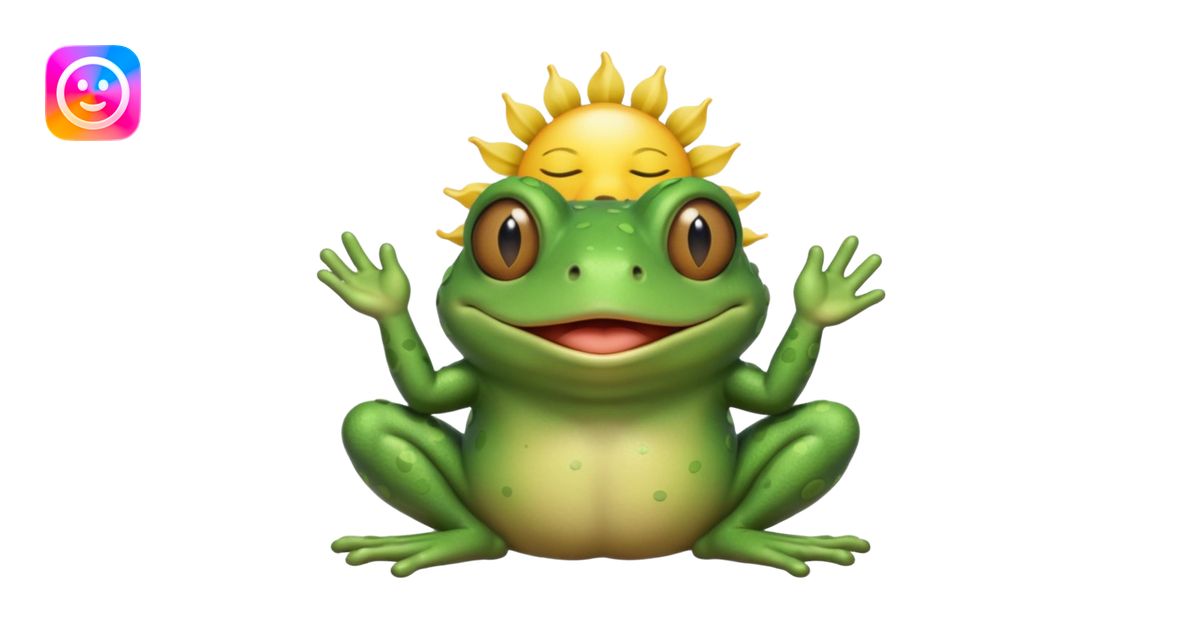 bufo frog holding sun, bufo frog eyes are closed, bufo frog has blond ...