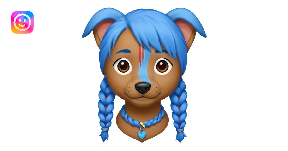 blue haired dog with braids emoji | AI Emoji Generator