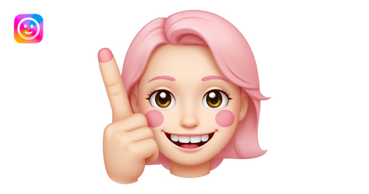 Smily face with blush and a middle finger emoji | AI Emoji Generator