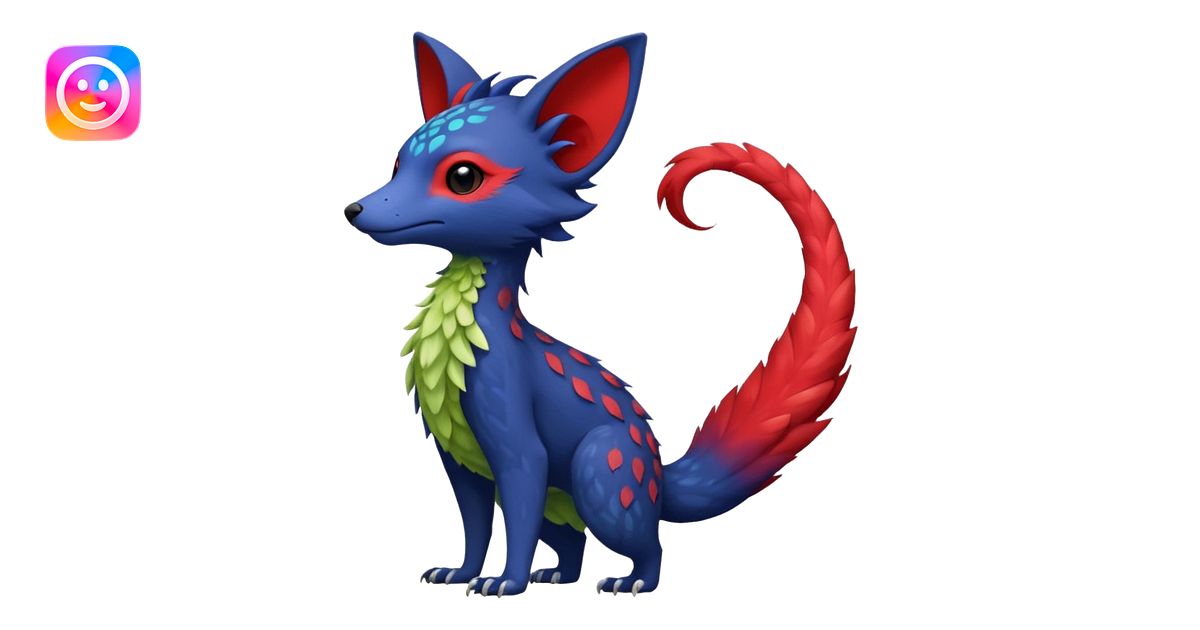 Feral Rare Fantasy vibrant tropical red and indigo and lime-collred ...