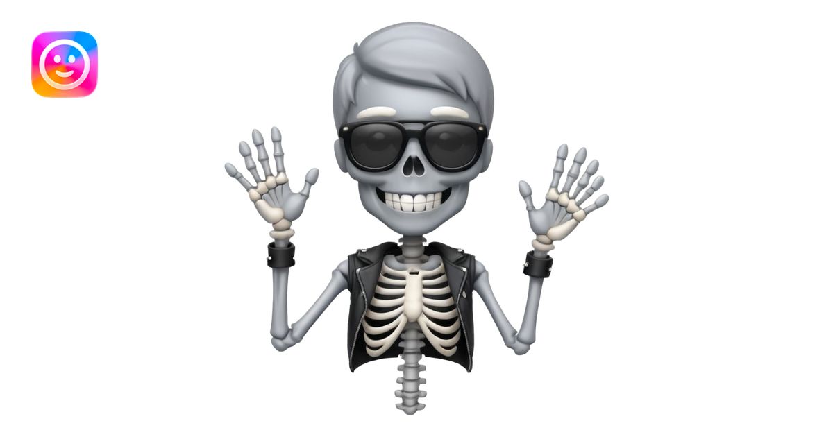 cool skeleton smiling like a rockstar with sunglases emoji | AI Emoji ...