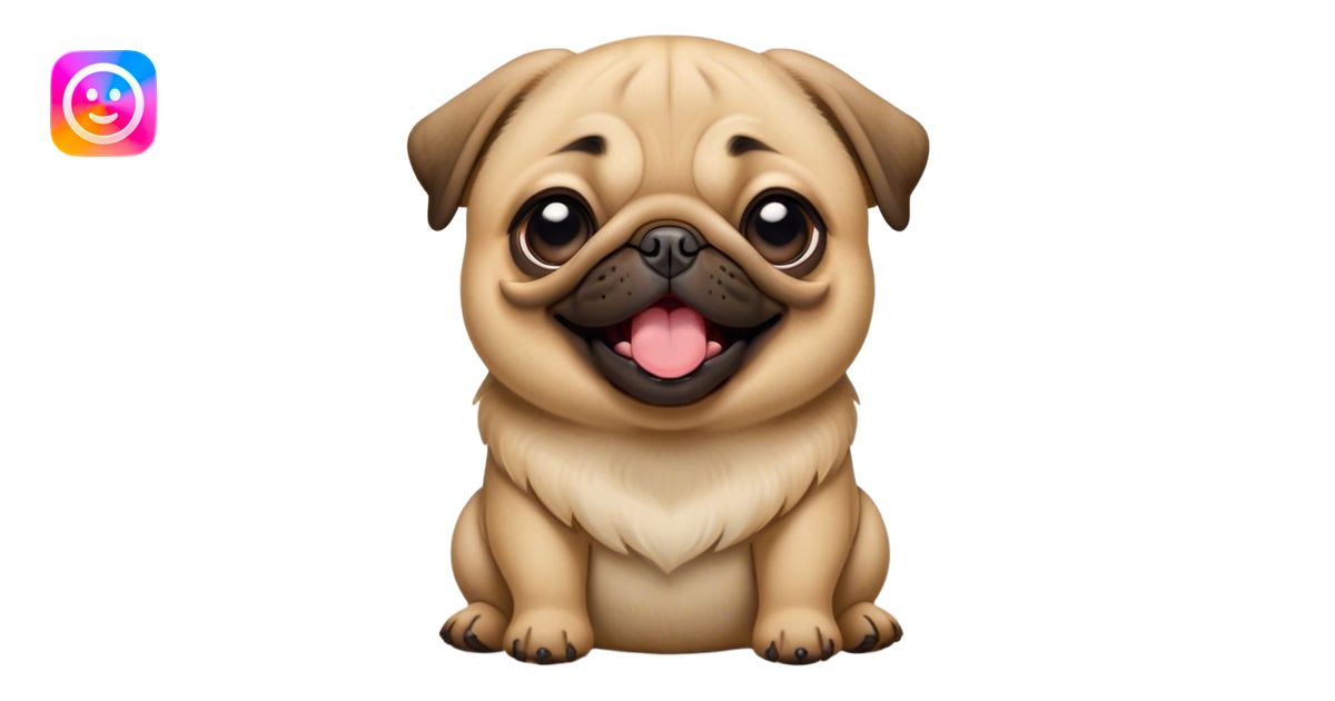 Cinematic Cute Yawning Fawn Pug Portrait Emoji, Head tilted slightly ...