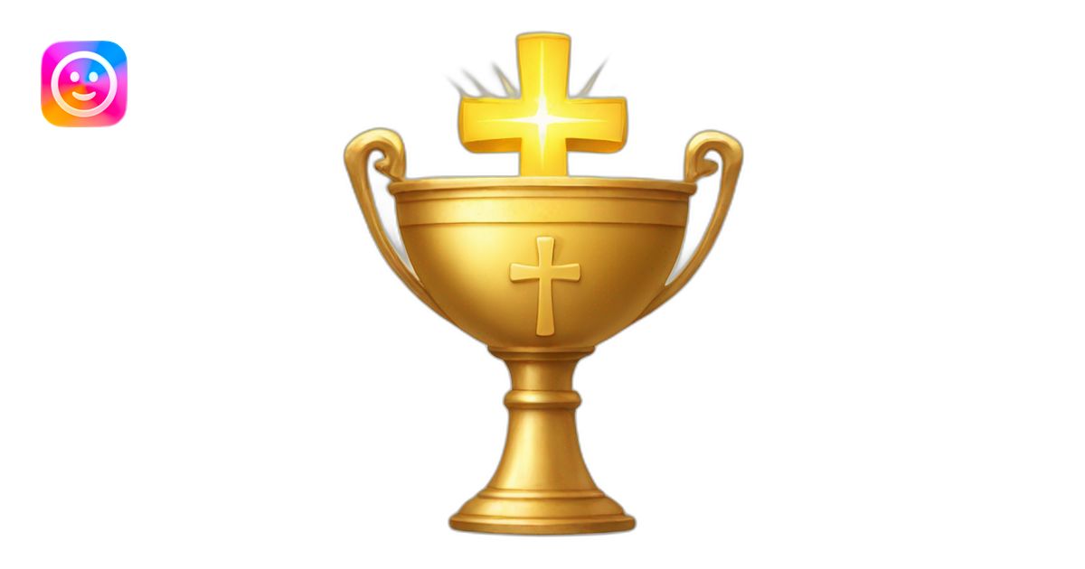 Golden chalice with radiant cross. emoji | AI Emoji Generator