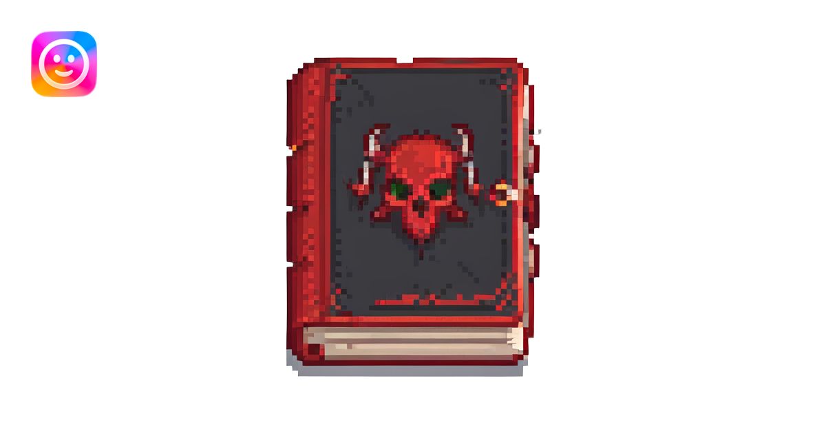 red cursed book pixel art illustration | AI Emoji Generator