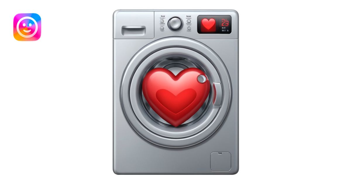 The washing machine inside the heart emoji | AI Emoji Generator