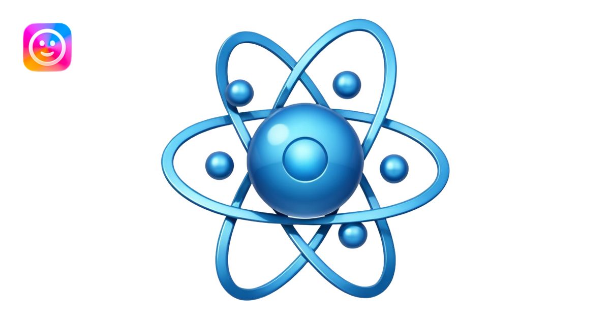Stylized blue science atom symbol icon emoji | AI Emoji Generator