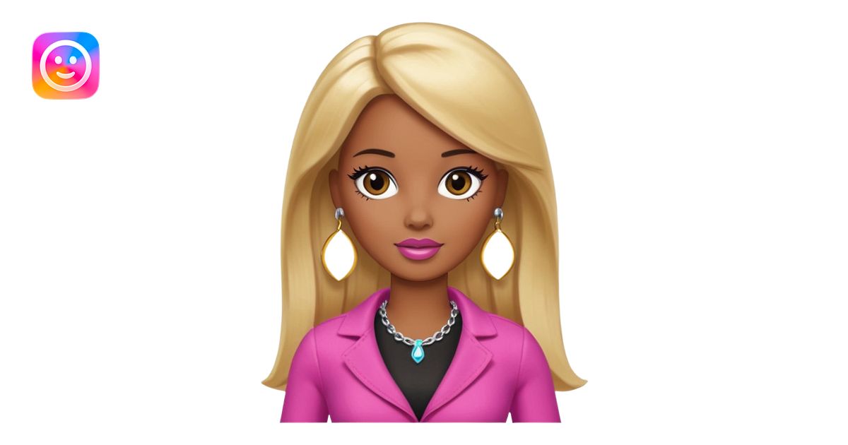 Brown skin blonde hair barbie with black eye emoji | AI Emoji Generator