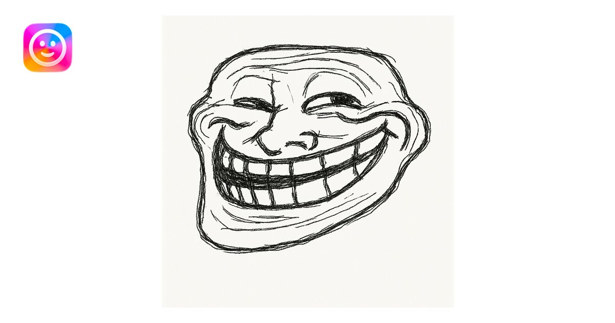 troll face, meme style, bold lines, exaggerated grin meme | AI Emoji ...