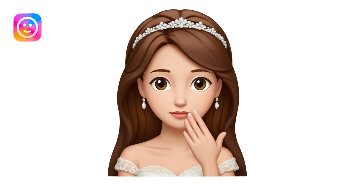 Blonde skin bride with brown hair with a chin on her face emoji | AI ...