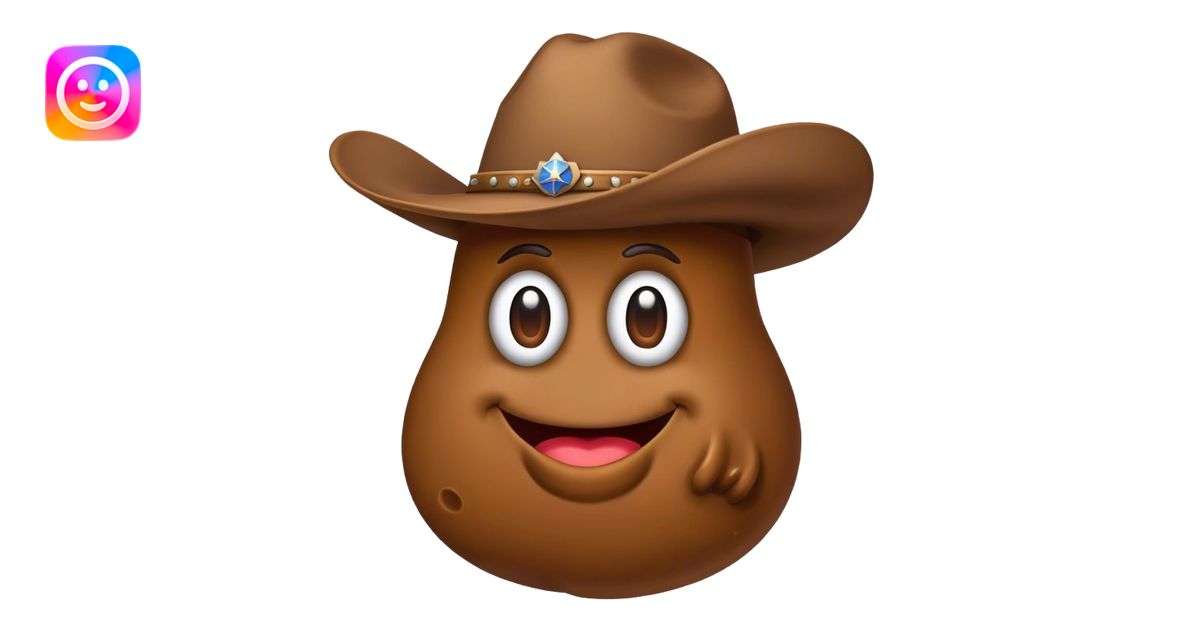 Poop emoji wearing a cowboy hat emoji | AI Emoji Generator