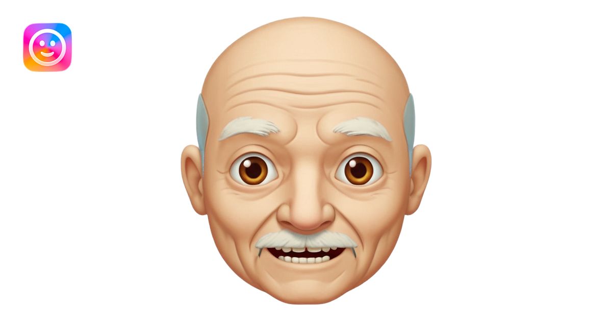Fat old bald man with missing teeth emoji | AI Emoji Generator