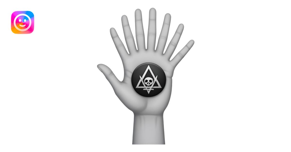 light grey hand with a black occult symbol on the palm and wrist slit ...