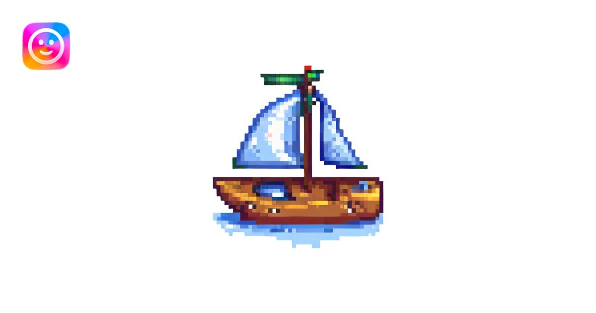 pixel art sailboat, minimal, clear sky, no text illustration | AI Emoji ...