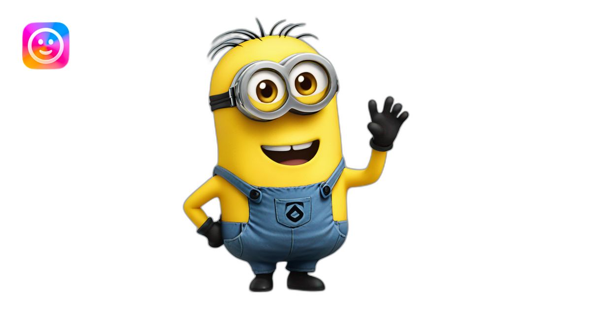 Minion saying hello with hand emoji | AI Emoji Generator