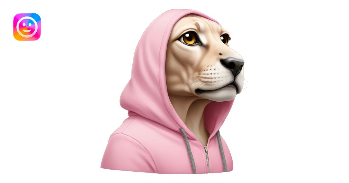 sphinx with a spot on its nose in a pink hoodie emoji | AI Emoji Generator