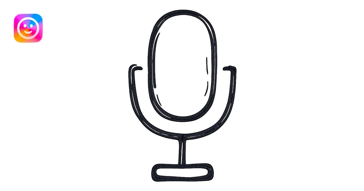 Microphone for recording icon, hand drawn, black outlines, no fill ...
