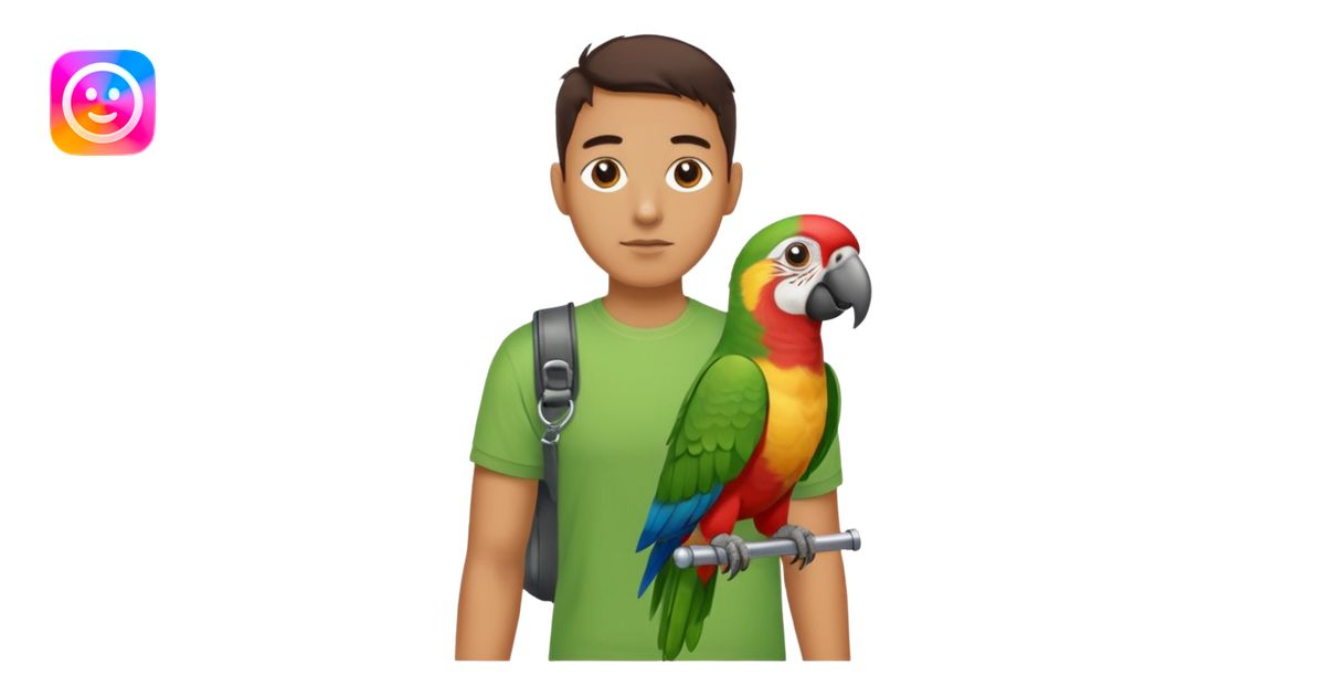 Walker + parrot on shoulder, Pet Walkers. emoji | AI Emoji Generator