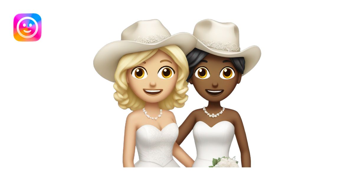 two women brides getting married cowboy hats emoji | AI Emoji Generator