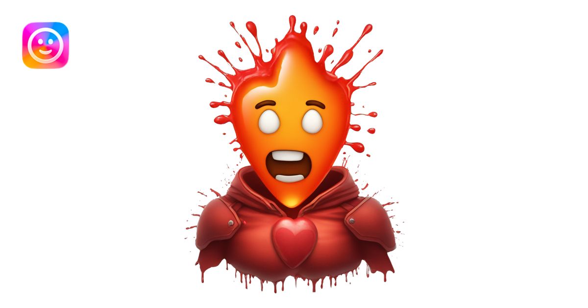 bleeding red heart glowing red-orange with splatter emoji | AI Emoji ...