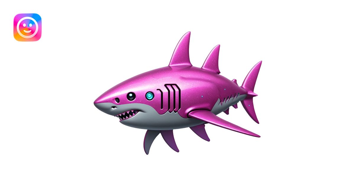 glitter mech shark pink cyberpunk emoji | AI Emoji Generator