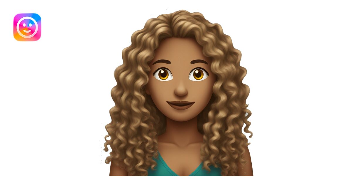 Realistic Brazilian young pretty women with a long curly hair emoji ...