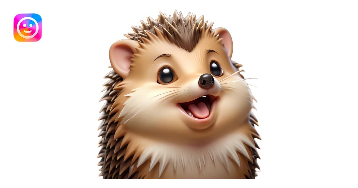 Cinematic Cute Yawning Hedgehog Portrait Emoji, Head tilted slightly ...