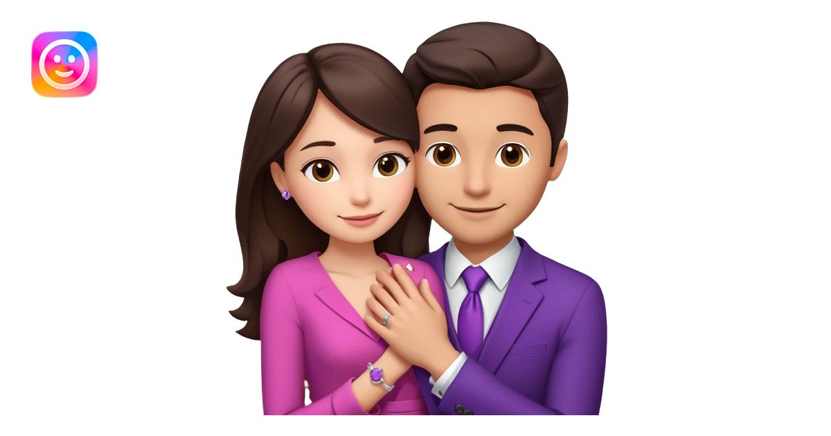 Brunette girl, with an engagement ring on her finger hugging a handsome ...