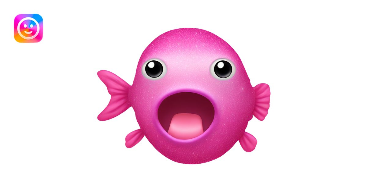 Pink ombre ugly blob fish with glitter emoji | AI Emoji Generator