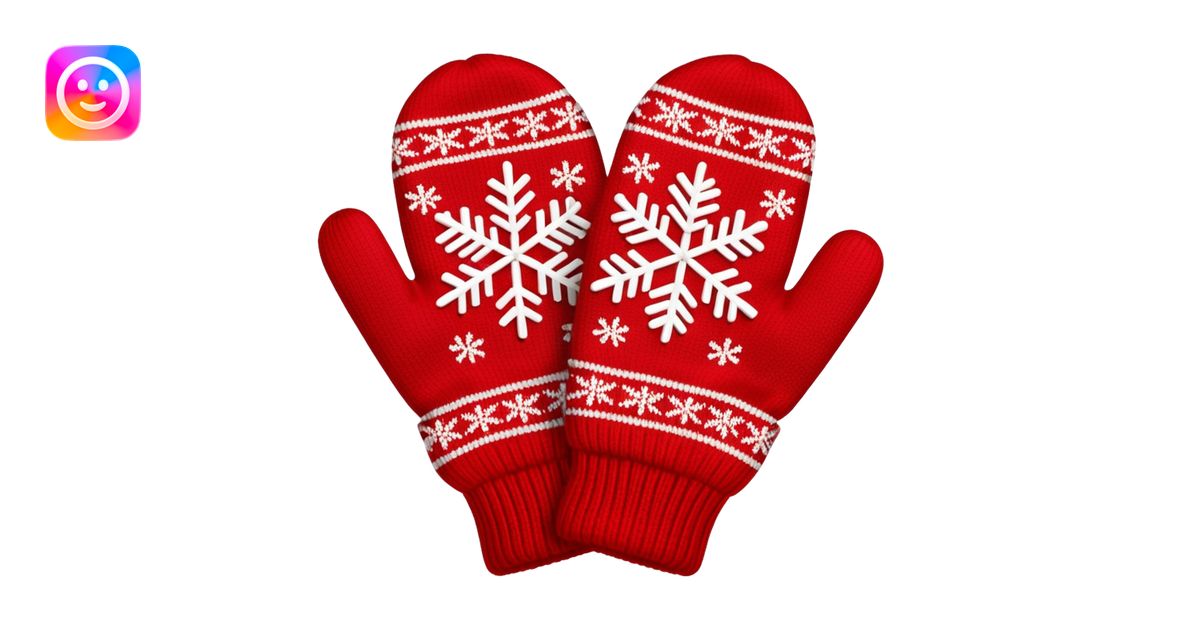 Red Mittens with white snowflake emoji | AI Emoji Generator