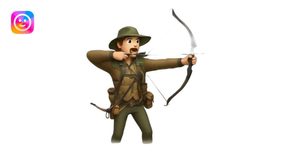 Hunter with a bow during a hunt emoji | AI Emoji Generator