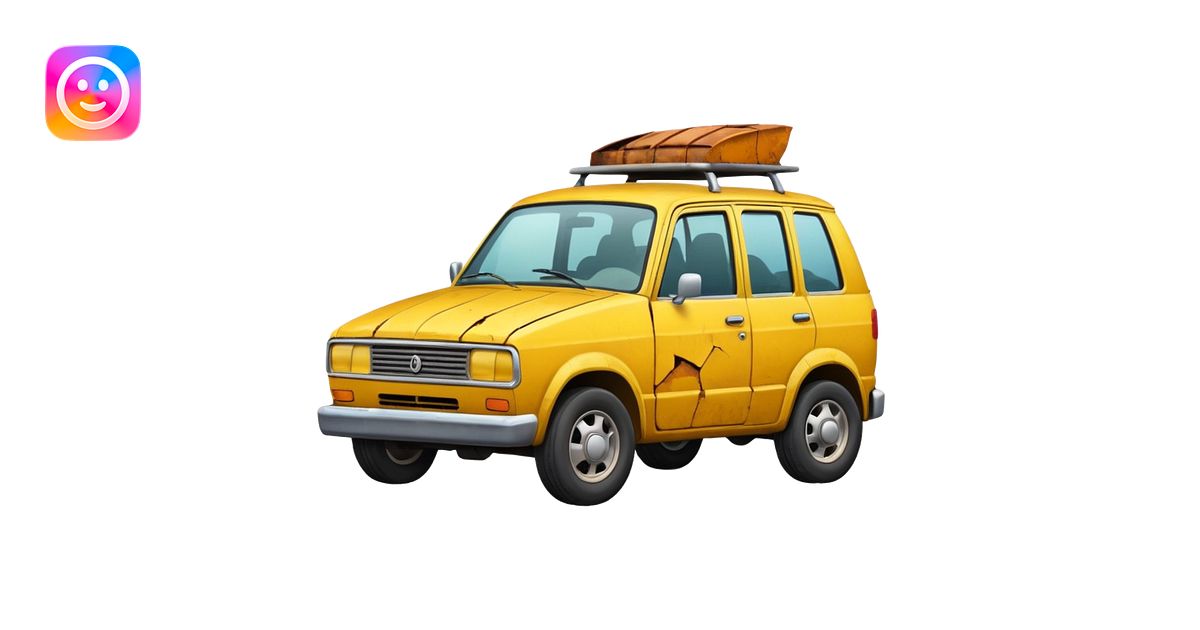 Broken Urban Vehicle yellow emoji | AI Emoji Generator