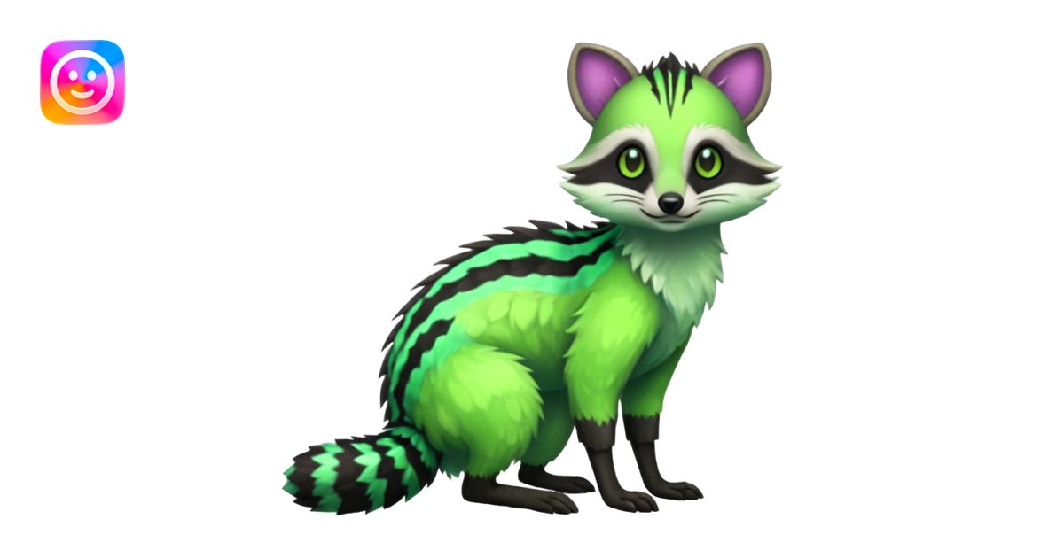 Iridescent Neon Green Civet-Numbat-Sergal-fusion-hybrid-animal-creature ...