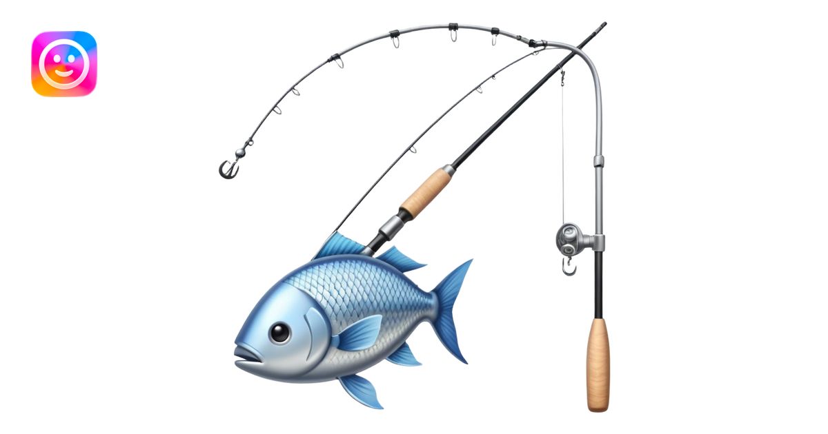 curve fishing rod with fish emoji | AI Emoji Generator