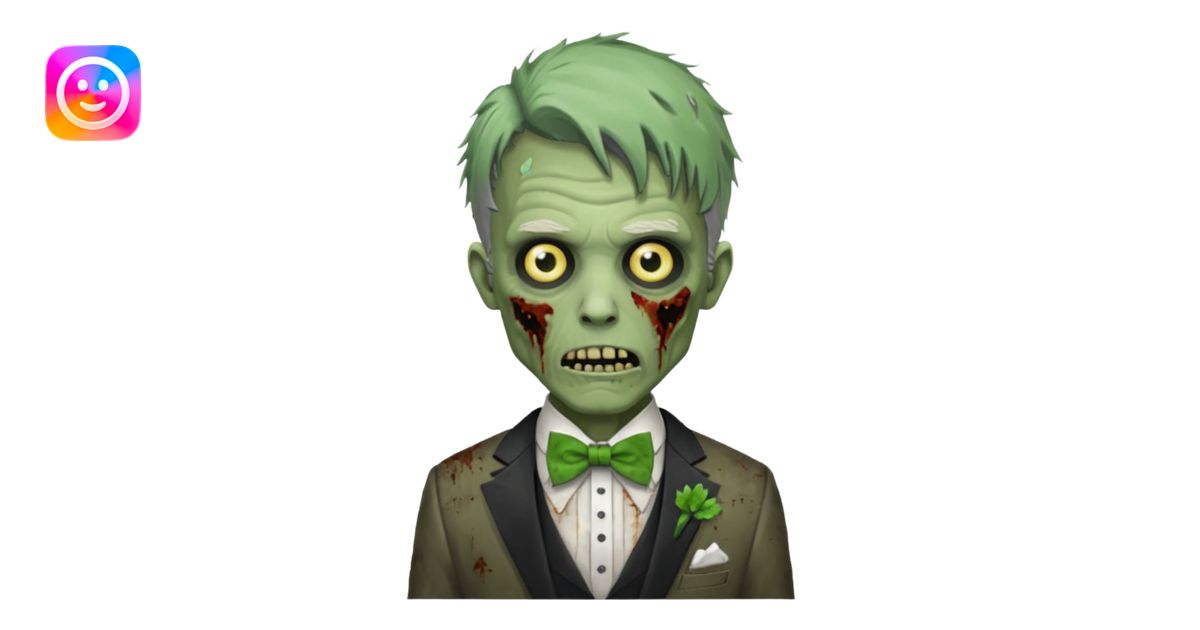 zombie zombie groom with green bow tie emoji | AI Emoji Generator