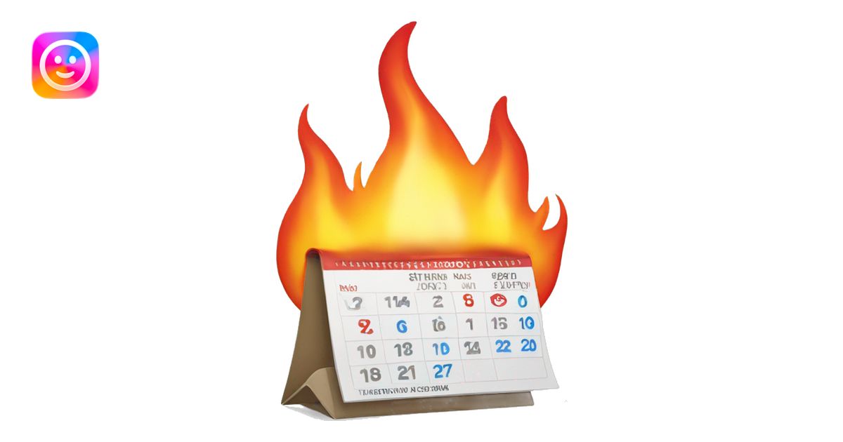 Calendar on Fire emoji | AI Emoji Generator