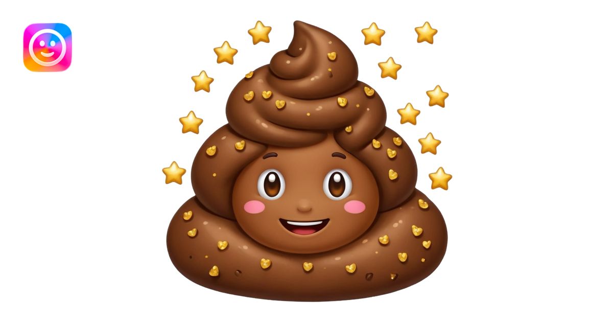 Poop with a cute smile and sparkles around it emoji | AI Emoji Generator
