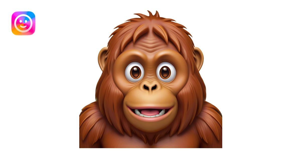 Cinematic Comical Orangutan Portrait Emoji, Head tilted dramatically ...